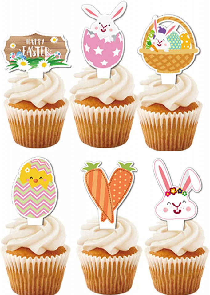 Set de 12 decoratiuni pentru prajituri de Paste HEIGOO, hartie ...