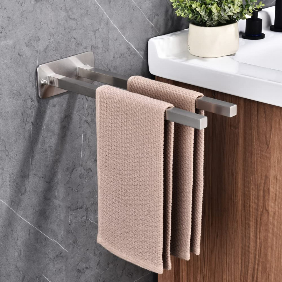 Suport pentru prosoape HomeHeng, otel inoxidabil, argintiu, 7 x 15,3 x 40 cm - Chilipirul Zilei