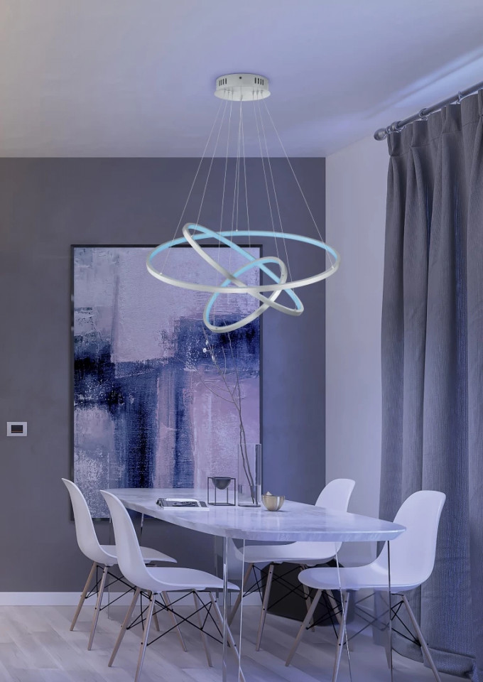 Lustra tip pendul AARON, LED, RGB, metal/plastic, argintiu, 80 x 150 cm ...