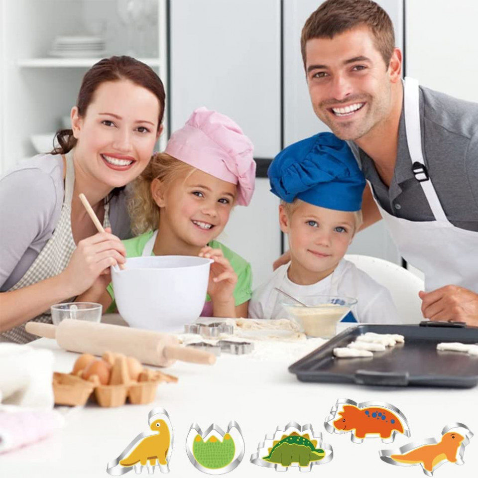 Set de 17 forme pentru biscuiti BESTZY, model dinozauri, otel ...