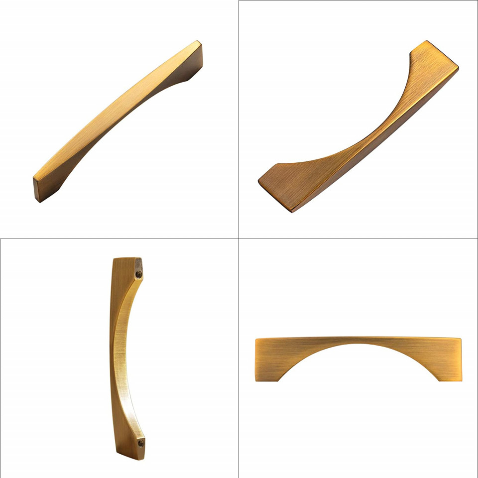 Set de 6 manere pentru mobilier Goo Ki, aliaj de zinc, alama, 115 x 25 ...