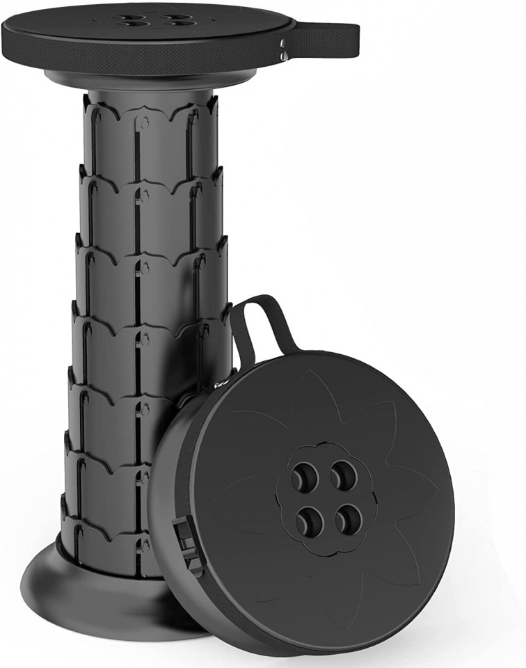 Taburet pliabil telescopic ALEVMOOM, polipropilena, negru, 26 X 45,2 cm ...