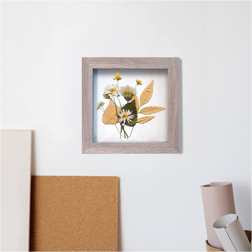 Rama foto cu usa Muzilife, sticla/MDF, alb/maro, 30,4 x 30,4 x 4,8 cm ...