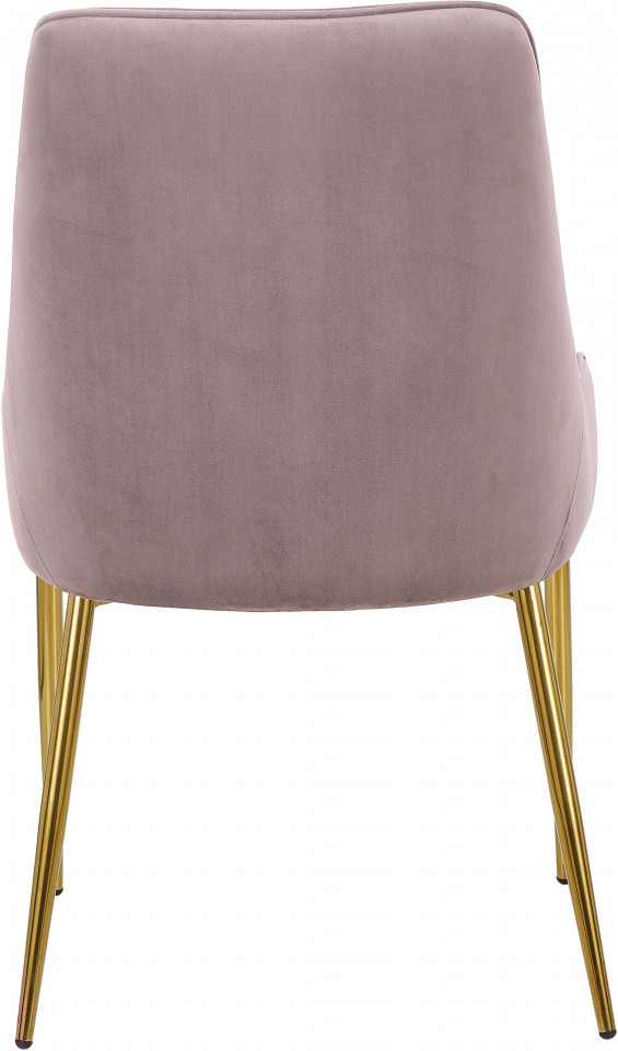 Scaun tapitat Ava, catifea roz prafuit /picioare aurii - Chilipirul Zilei