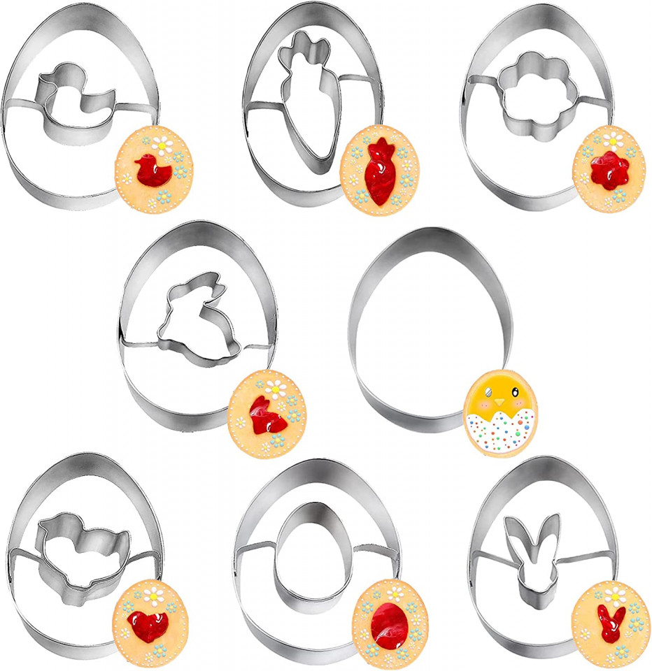 Set de 8 forme de biscuiti pentru Paste Azexcy, otel inoxidabil ...