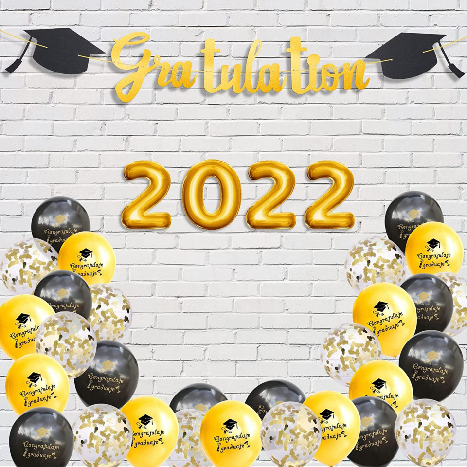 Set decoratiuni pentru absolvire KDUH, latex/carton, negru/auriu, 31 ...
