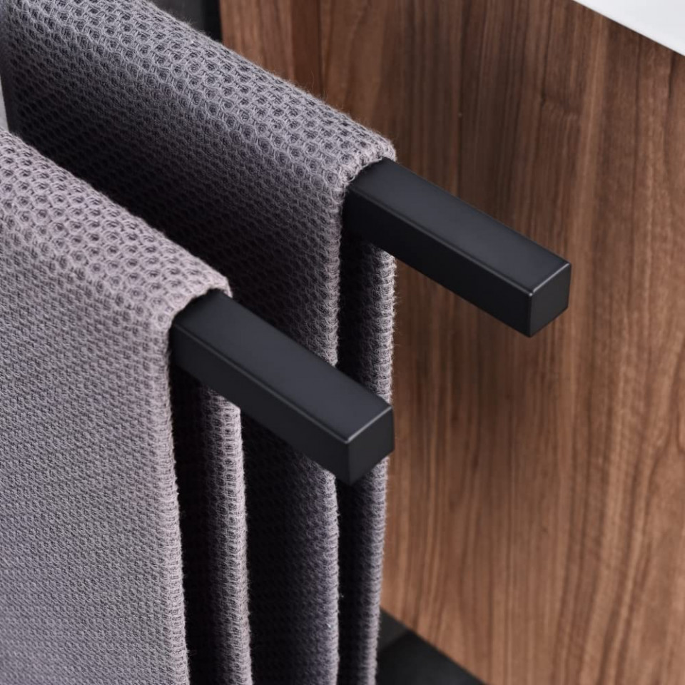Suport de prosop cu 2 brate HomeHeng, negru, otel inoxidabil, 40 x 15,3 x 7 cm - Chilipirul Zilei