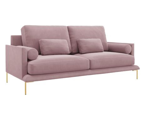 Canapea Christophe, catifea, roz, 3 locuri, 194 x 102 x 90 cm ...