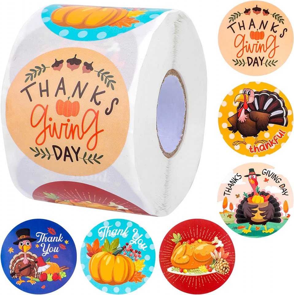 Rola cu 600 etichete autoadezive Qpout, hartie, multicolor, 5,08 cm ...