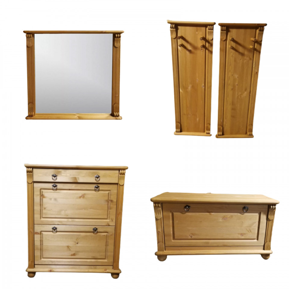 Set mobila de hol Home Affaire, lemn masiv, natur, 4 piese - Chilipirul Zilei