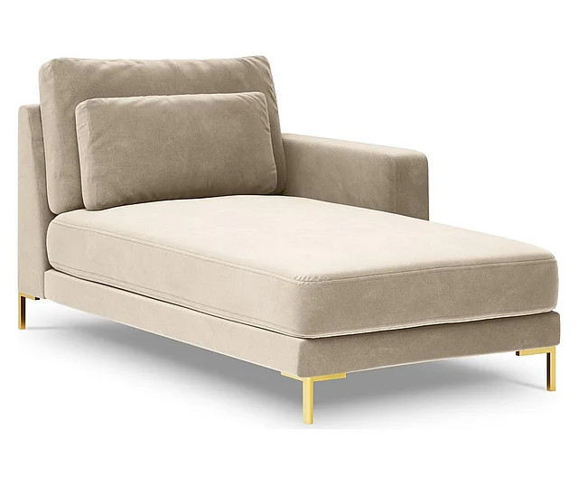 Sezlong Seine, catifea, bej, 160 x 104 x 90 cm - Chilipirul Zilei