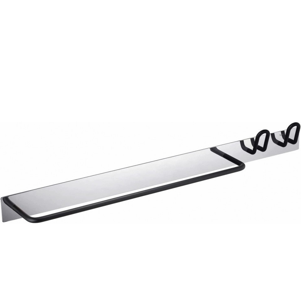 Suport de prosoape fara foraj Wangel, otel inoxidabil, negru/argintiu, 52,8 cm - Chilipirul Zilei