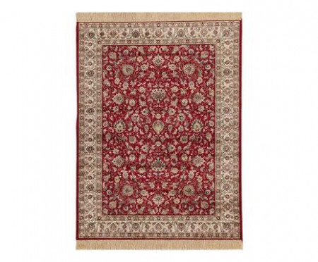 Covor Farshian Hereke, textil, bej/rosu, 100 x 140 cm - Chilipirul Zilei