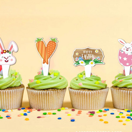 Set de 12 decoratiuni pentru prajituri de Paste HEIGOO, hartie ...