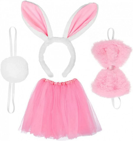 Costum de iepuras pentru copii Nesloonp, textil, roz/alb - Chilipirul Zilei