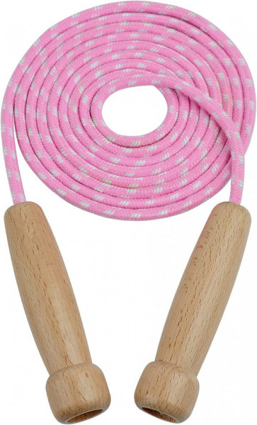 Coarda de sarituri KLKIT, bumbac/lemn/ roz, reglabila, 300 cm ...