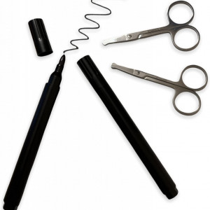 Fundal pentru nunta cu 2 foarfece si 2 stilouri Mijoma, inima, alb/rosu ...