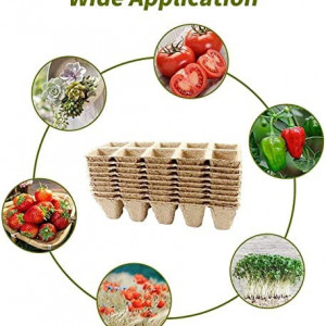 Set de 30 tavi cu 10 ghivece pentru rasaduri MSYU, turba, maro, 22 x 8 ...