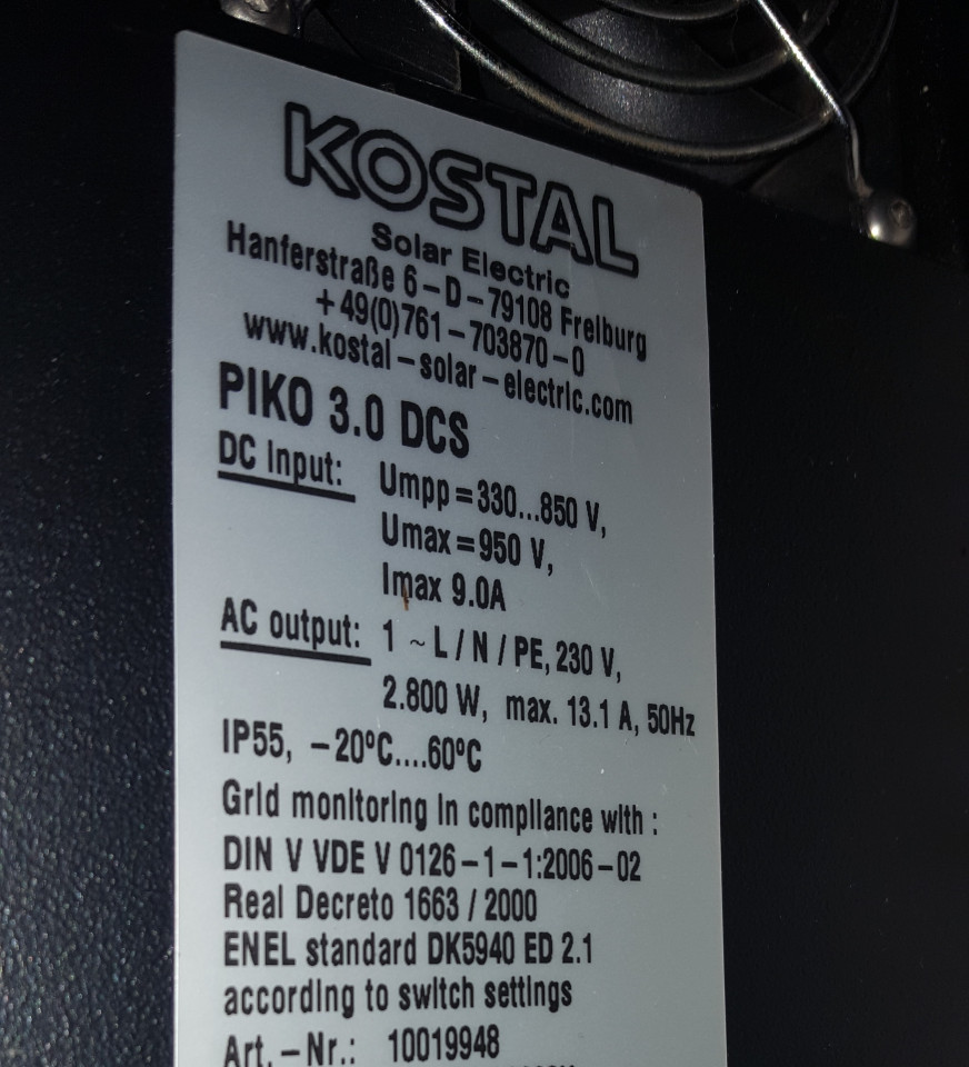 Solar inverter on-grid 2.8kW Kostal - PIKO 3.0 DCS