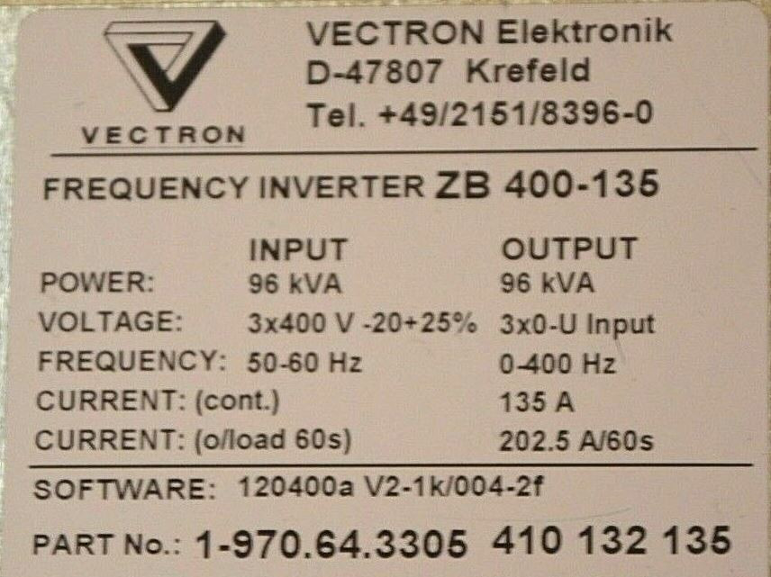 Convertizor de frecventa / VFD VECTRON ZB 400-135, 65kW