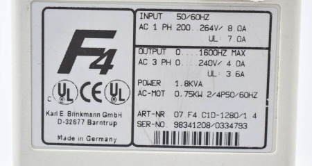 Convertizor de frecventa / VFD KEB 07.F4.C1D-1280/1.4, 0.75kW / 230V