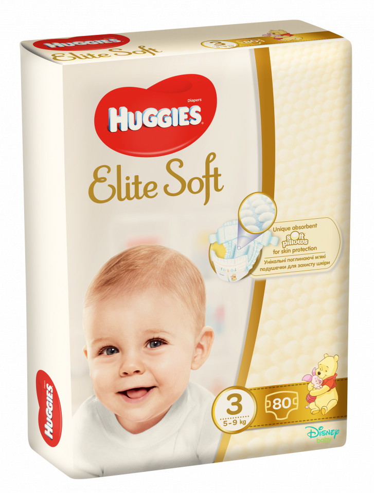 Scutece Huggies Mega Pack Elite Soft Nr.3, 5-9 kg, 80 buc