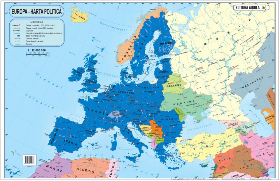 Harta Europa 120x160 cm