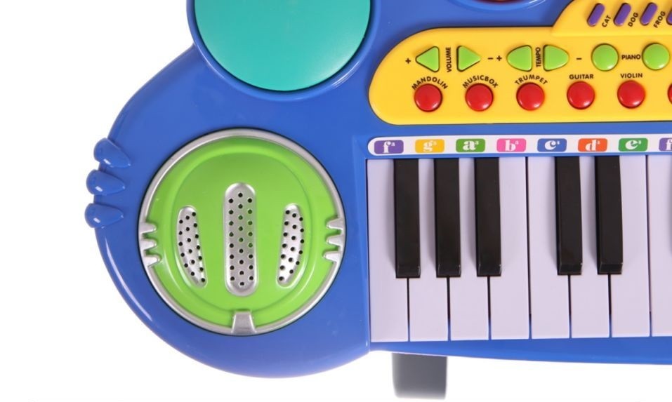 Orga Electrica Pentru Copii cu Tobe, Scaunel si Microfon, Albastra