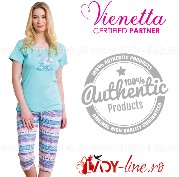 Pijamale Vienetta Secret, Bumbac 100%, 'Always Kiss Me'