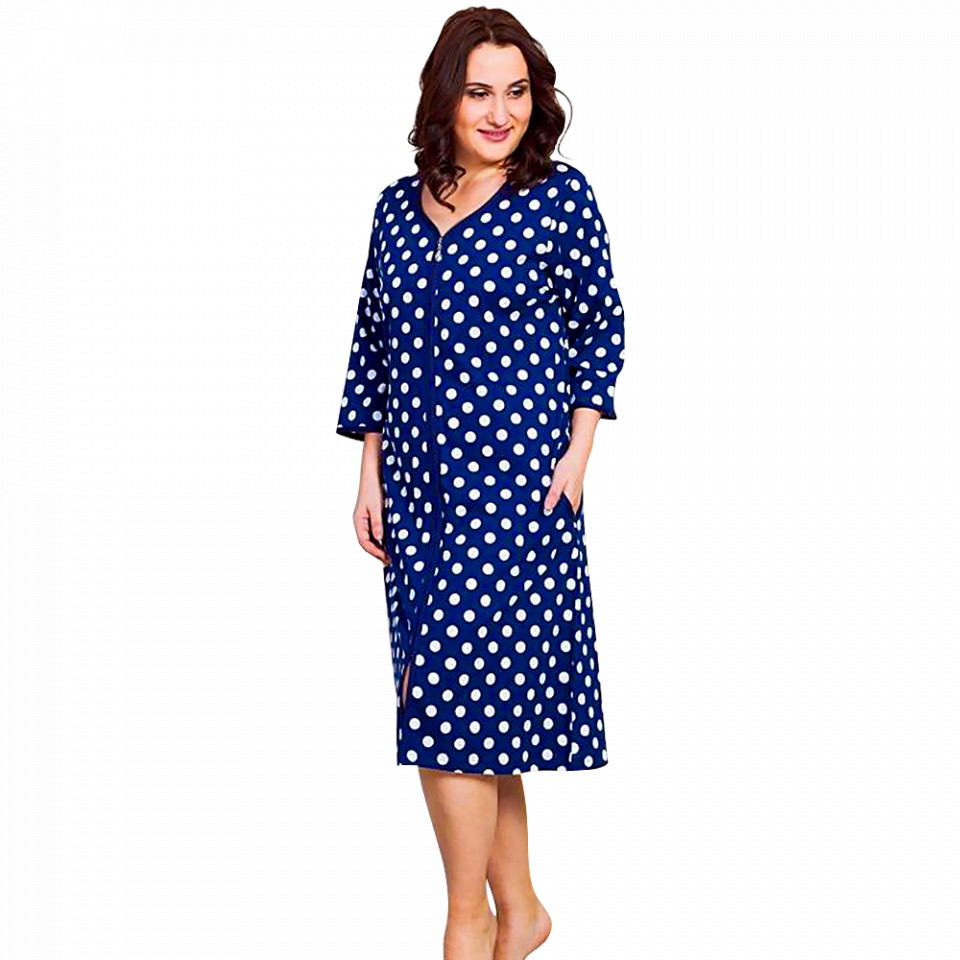 Halate Dama din Bumbac cu Fermoar Marimi Mari Vienetta Model 'Polka ...