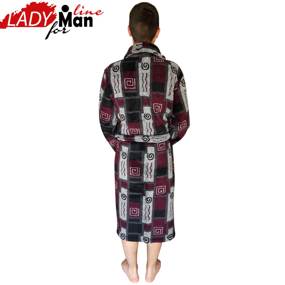 Halat Barbati, Material Bumbac 100%, Culoare Negru/Visiniu/Gri, Model ...