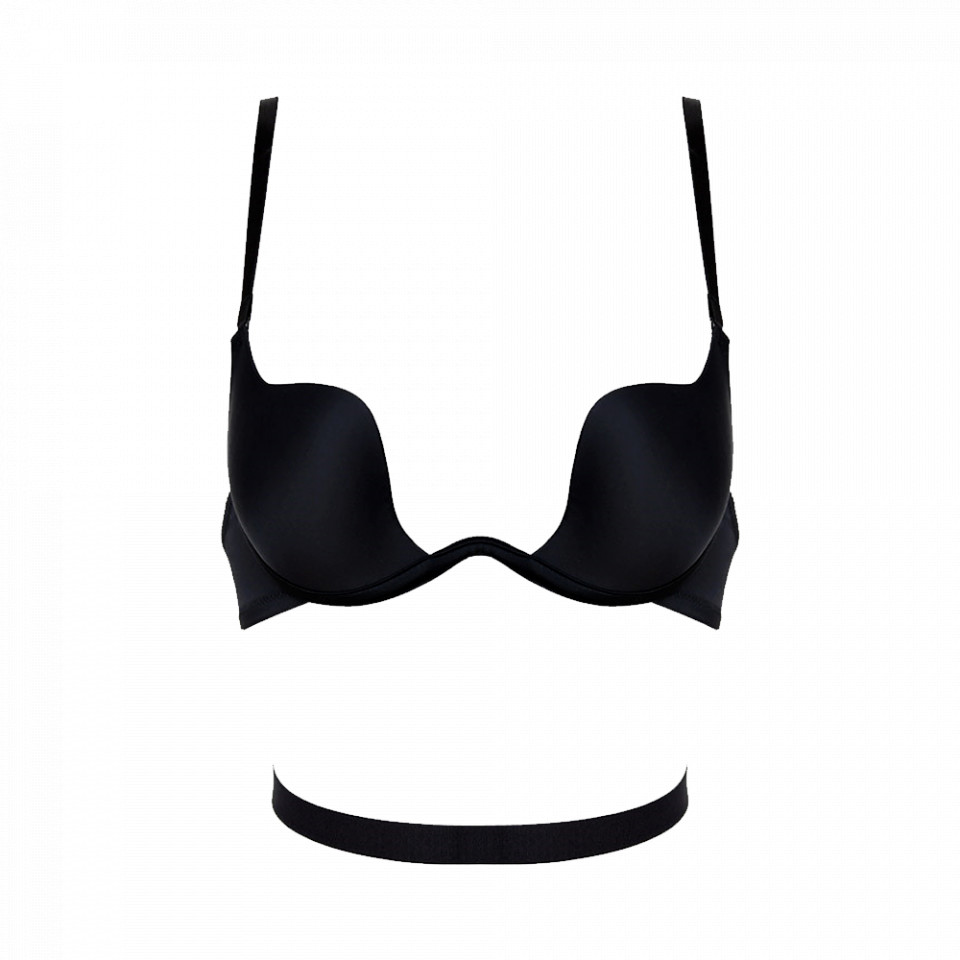 Sutien Decolteu Adanc cu PUSH-UP, Culoare Negru