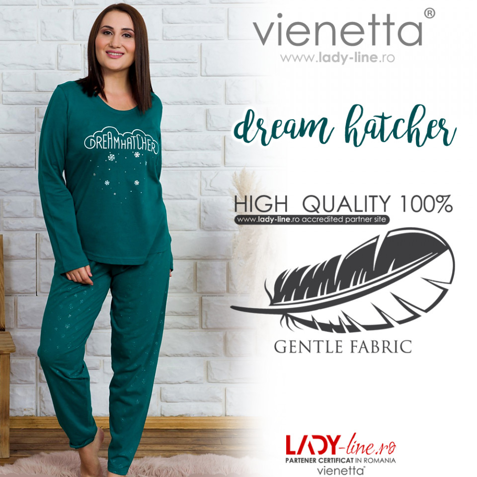 Pijamale Dama din Bumbac Marimi Mari Vienetta Model 'Dream Hatcher'