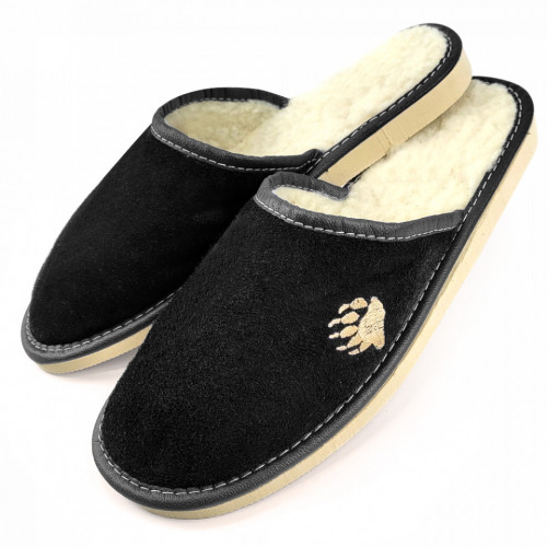 Papuci de Casa din Piele Imblaniti cu Lana Naturala Model 'Touching ...