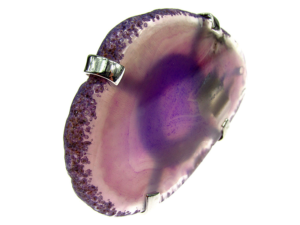 Inel reglabil statement masiv cu agata mov naturala 2A