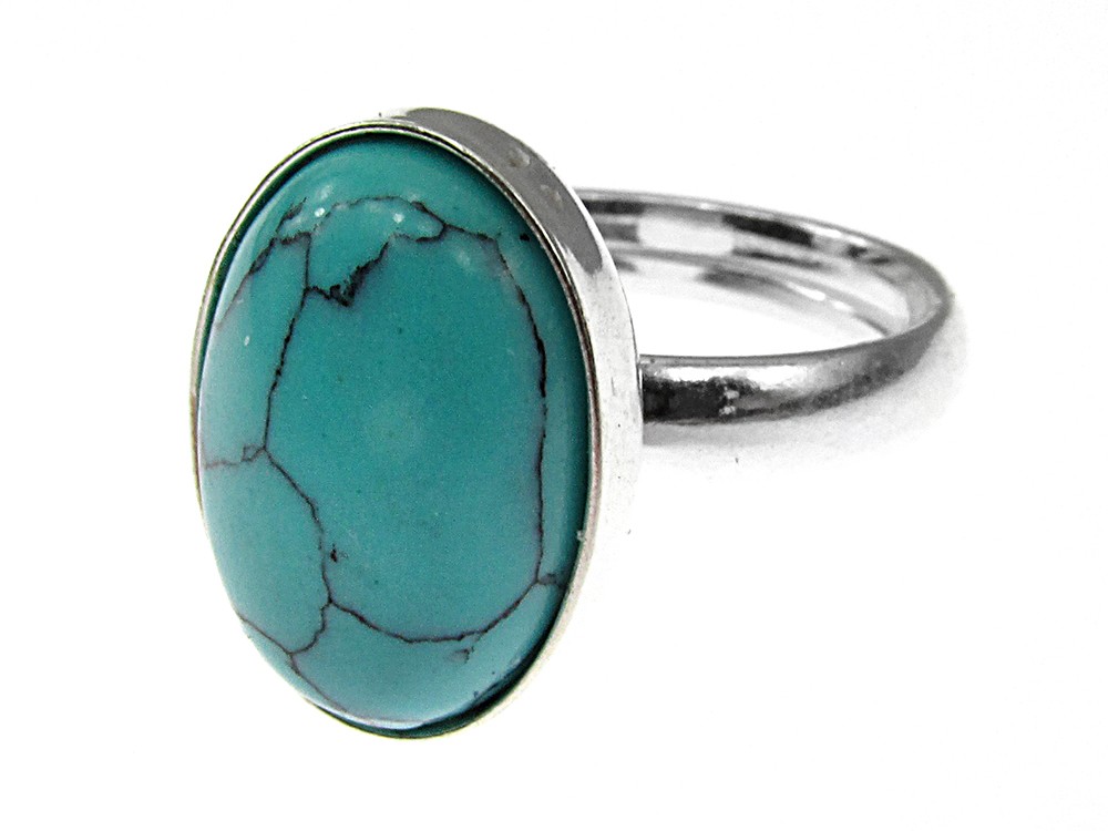 Inel argint reglabil piatra turcoaz 14x10 MM