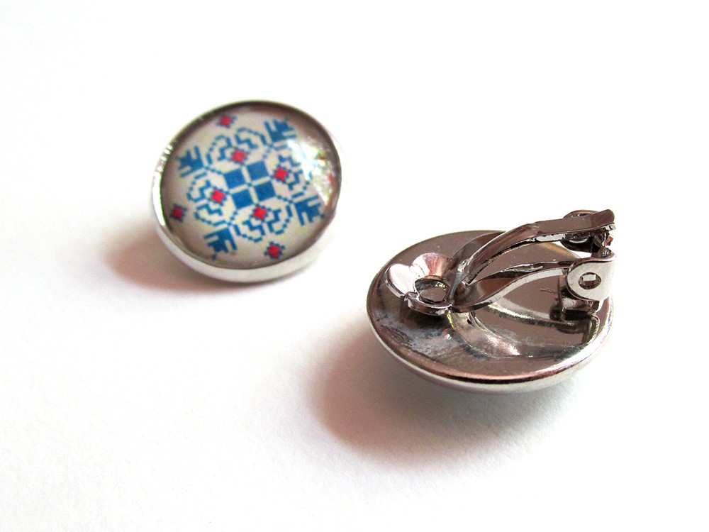 Cercei clips cu model folcloric D 16 MM