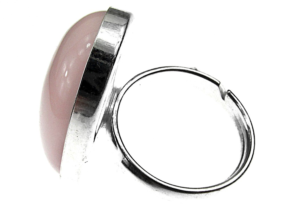 Inel argint reglabil masiv cu cuart roz 25x18 MM