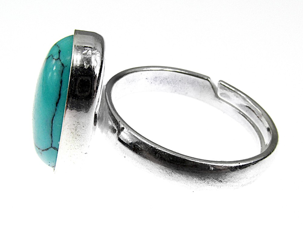 Inel argint reglabil piatra turcoaz 14x10 MM