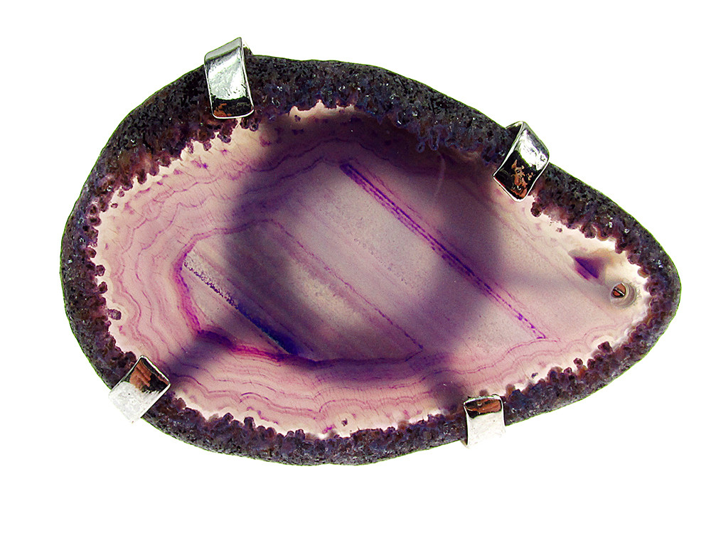 Inel reglabil statement masiv cu agata mov naturala 4A