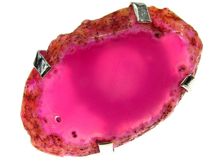 Inel reglabil statement masiv cu agat roz natural 4A