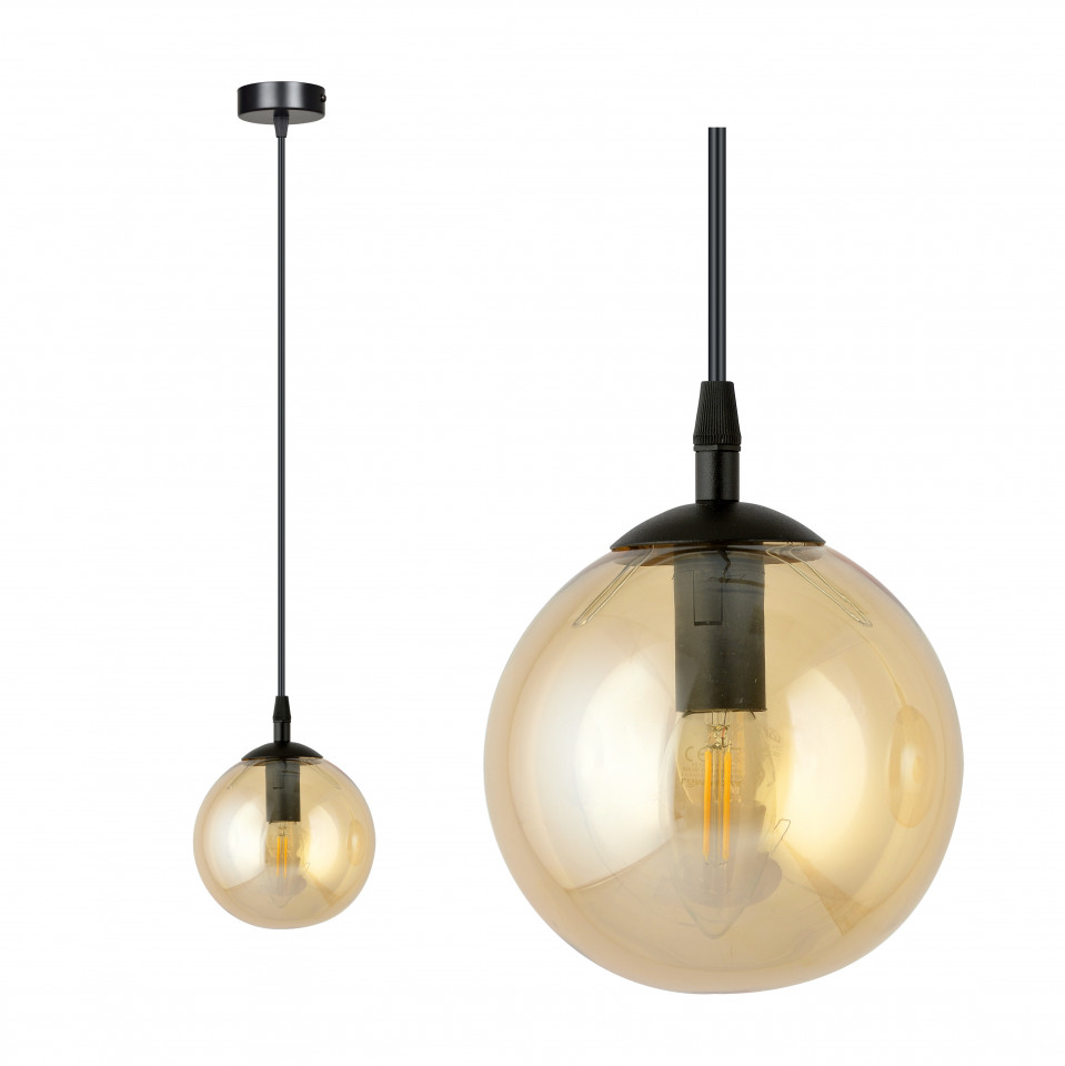 Pendul modern negru cu glob din sticla bej Cosmo