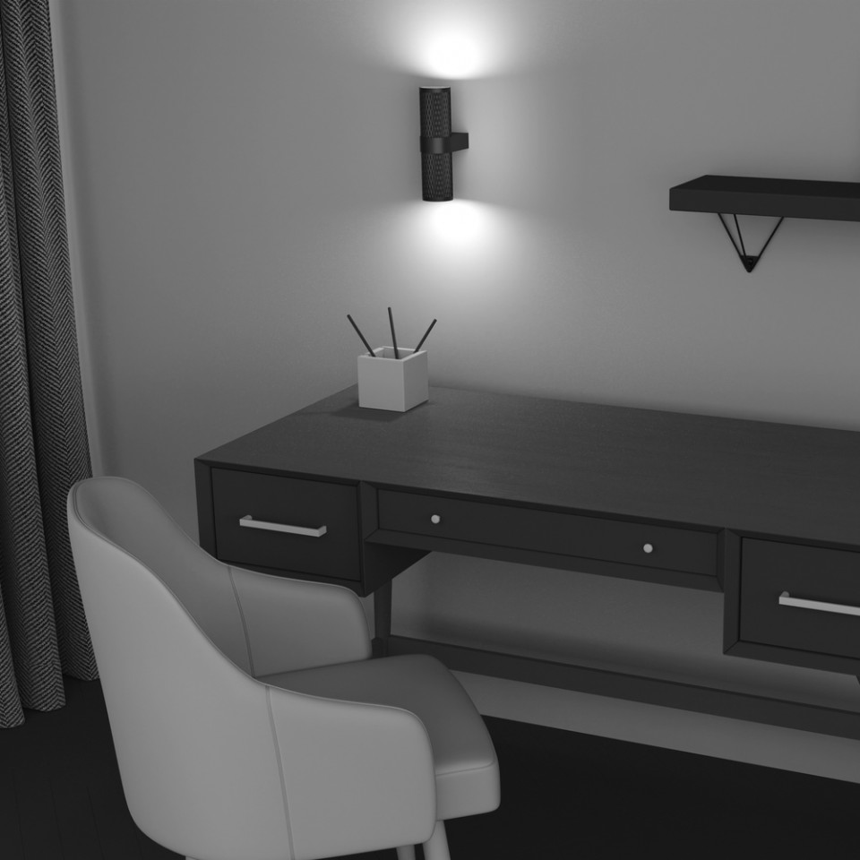 Aplica perete moderna neagra cu 2 becuri Maytoni Focus Design