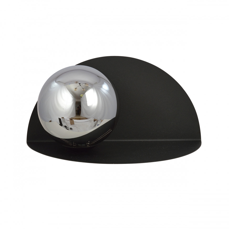 Aplica perete neagra semicerc cu glob de sticla fumuriu Form