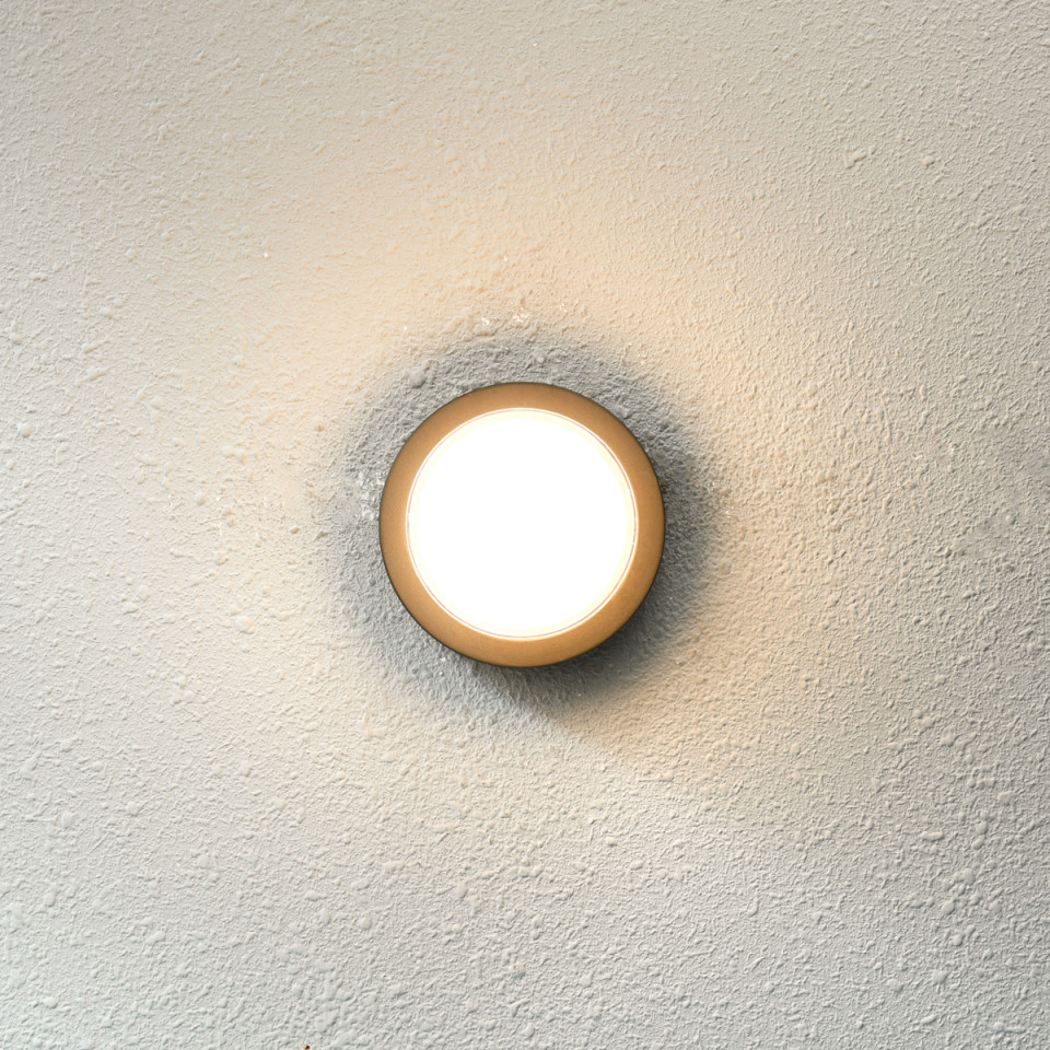 Aplica perete exterior moderna neagra rotunda Italux Rost 3000k S