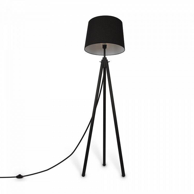 Lampadar modern negru din lemn cu abajur Maytoni Calvin