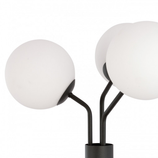 Lampadar modern negru cu 3 globuri din sticla albe Nova