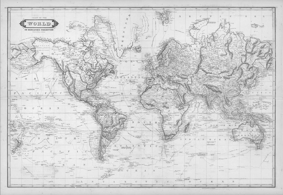 Vintage World Map Monochrome