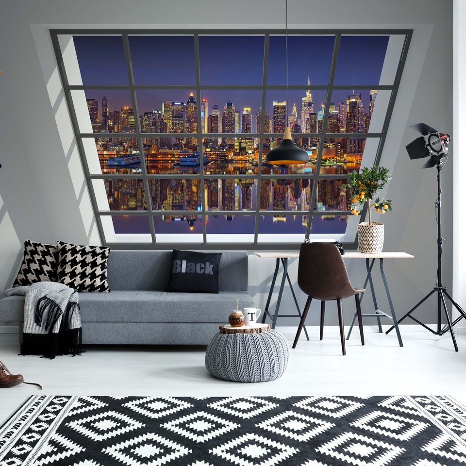 Penthouse Window NYC at Night