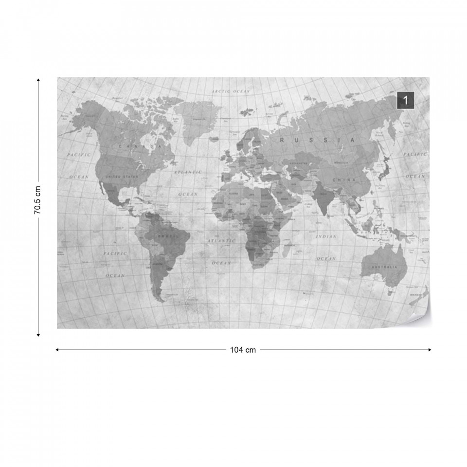 World Map Textured Monochrome